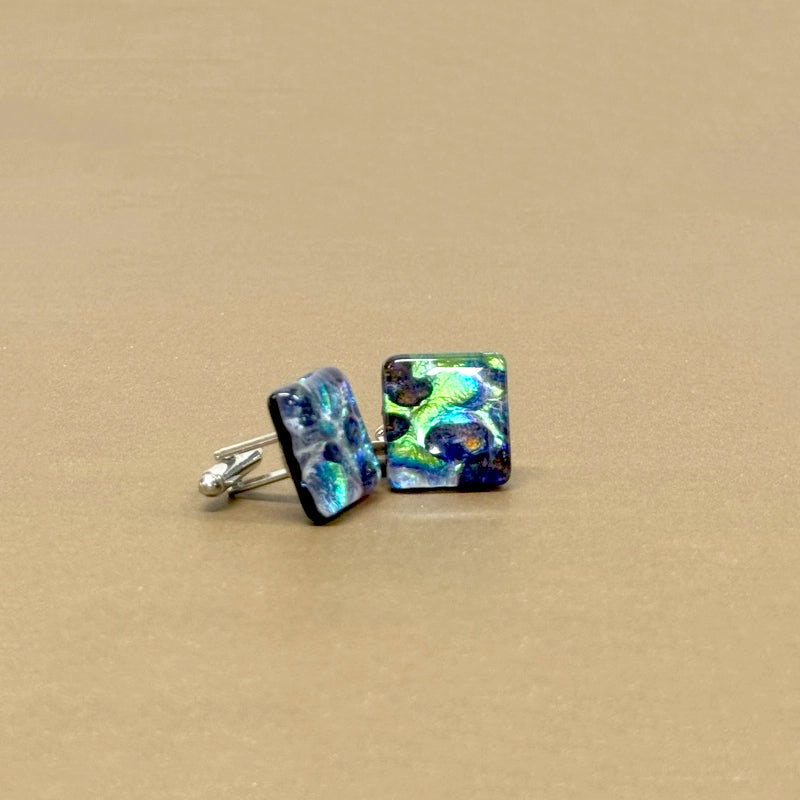 Glass Square Cufflinks with Silver Findings – With These Hands Gallery