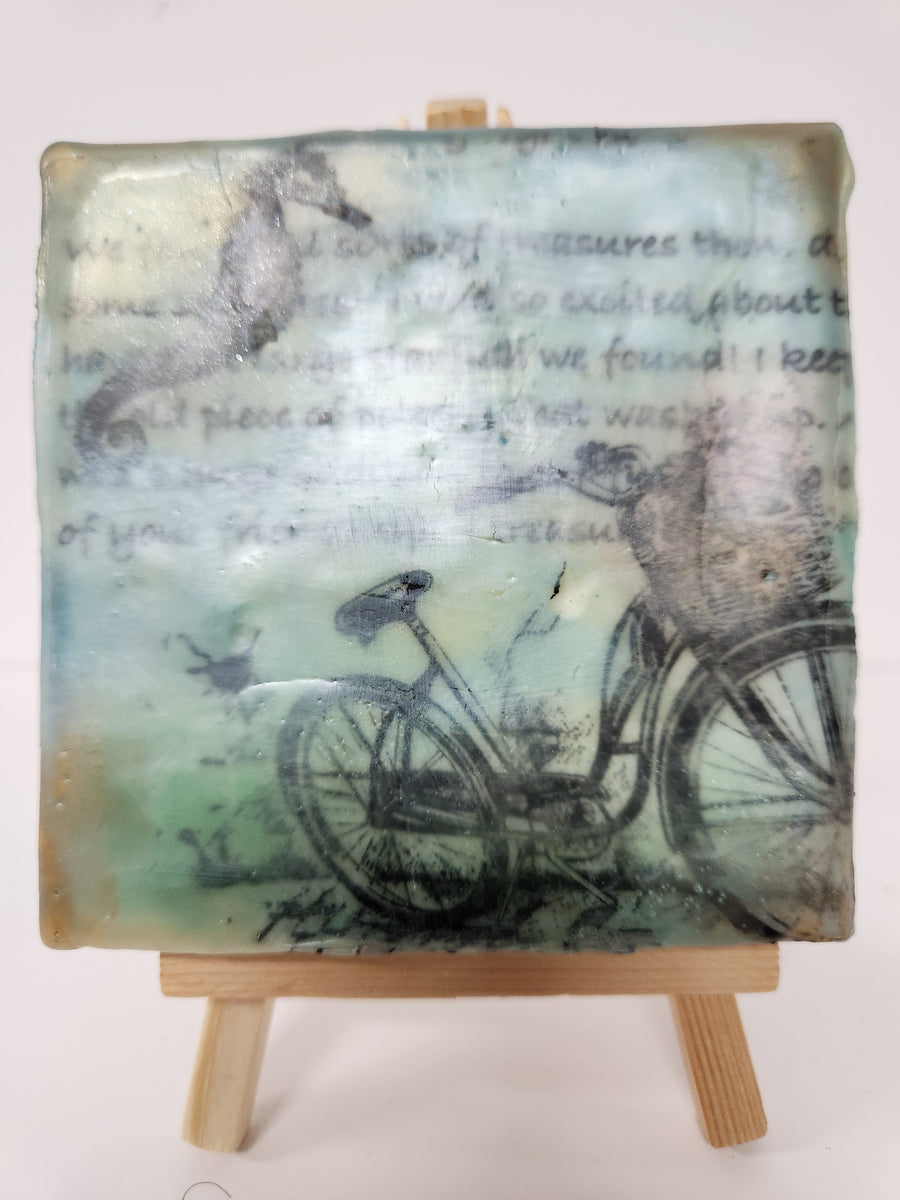 BEACH BIKE encaustic painting by Wendy Vogel – With These Hands Gallery